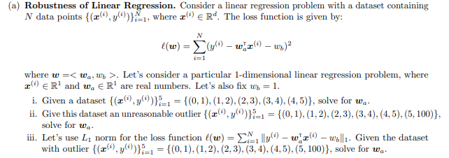 (a) Robustness of Linear Regression. Consider a | Chegg.com