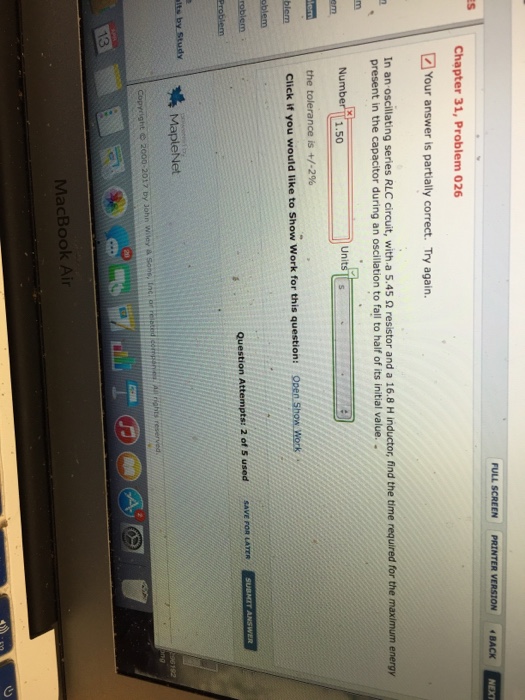 Solved FULL SCREEN PRINTER VERSION BACK Chapter 31, Problem | Chegg.com