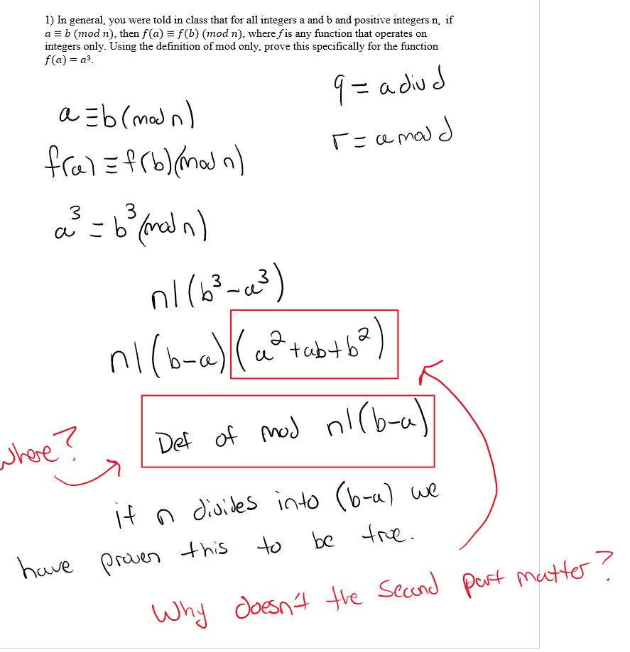 Solved Looking for help with mod function proof (my attempt | Chegg.com