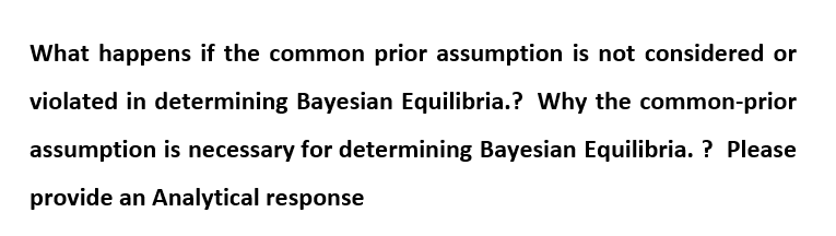 Solved What happens if the common prior assumption is not | Chegg.com