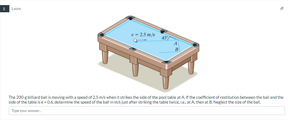 Solved The 200−g billiard ball is moving with a speed of 2.5 | Chegg.com