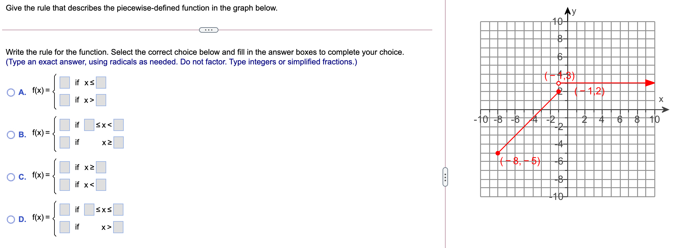 Solved Give the rule that describes the piecewise-defined | Chegg.com