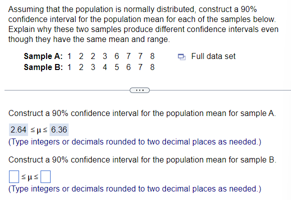 Solved Construct a 90 % confidence interval for the | Chegg.com