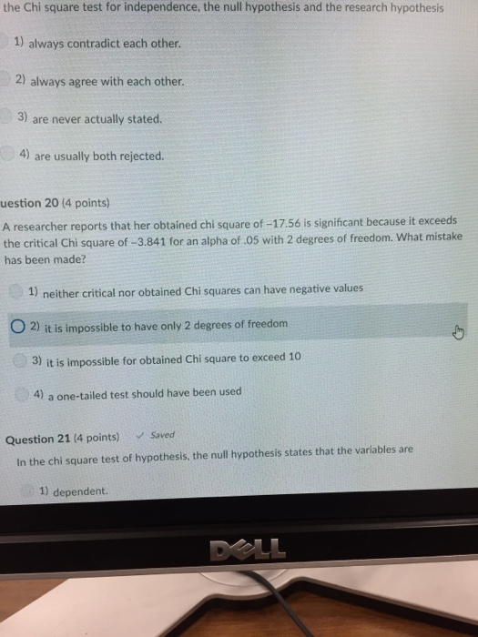 Solved the Chi square test for independence, the null | Chegg.com