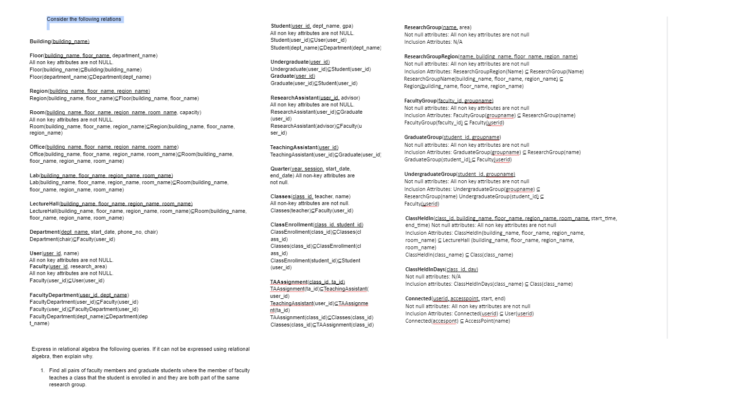 Express In Relational Algebra The Following Queries 