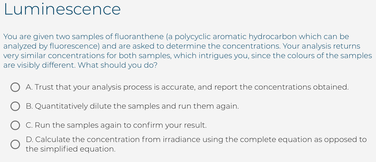 Solved Luminescence You are given two samples of | Chegg.com