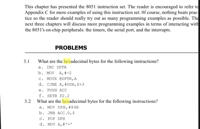 Solved This chapter has presented the 8051 instruction set. | Chegg.com