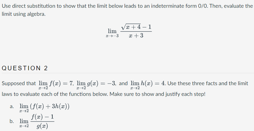 Solved Use direct substitution to show that the limit below | Chegg.com