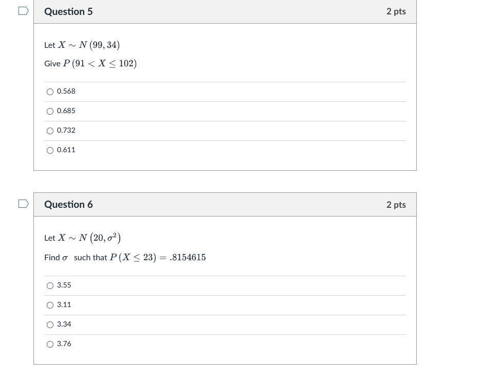 Solved Let X∼N(99,34) Give P(91 | Chegg.com