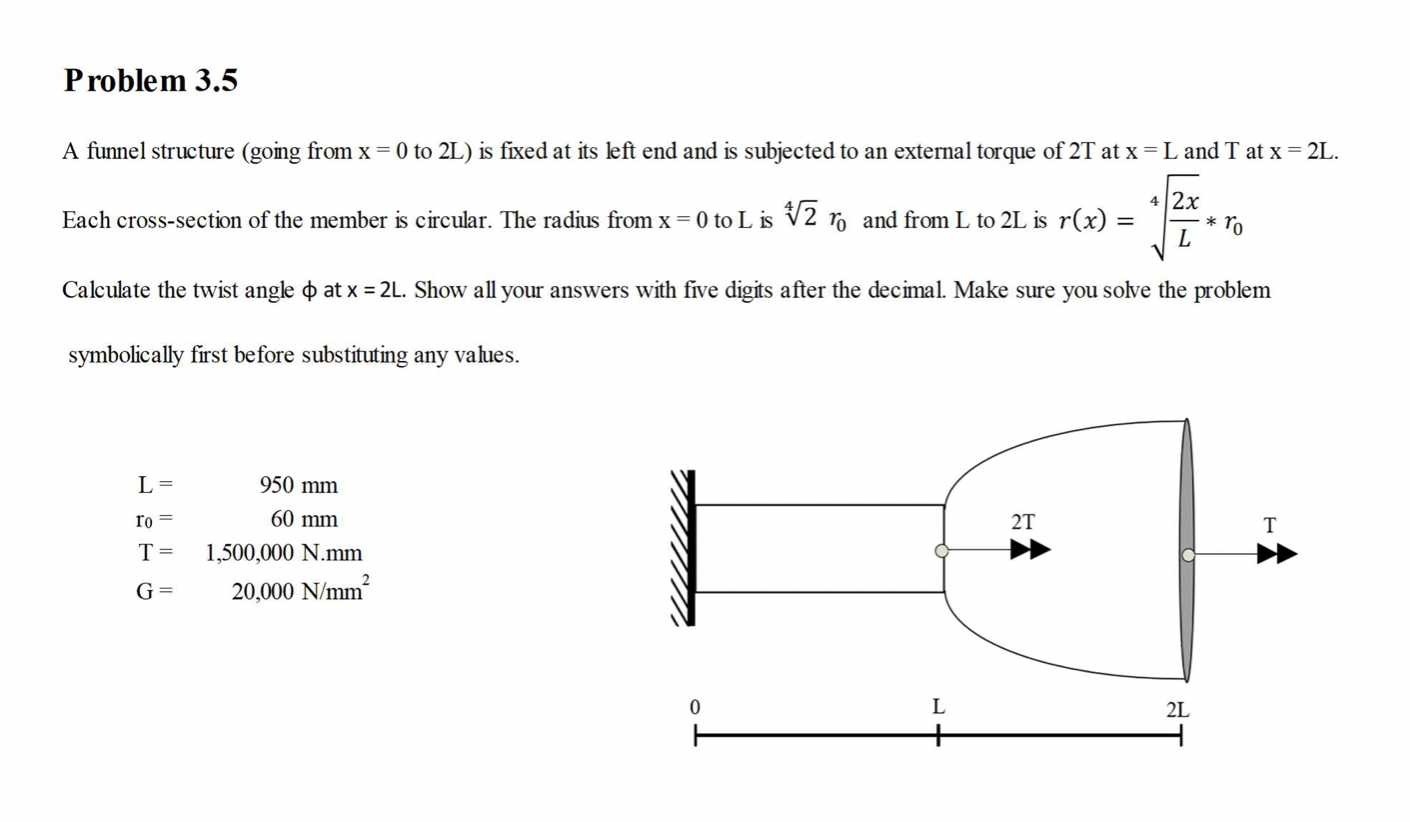 Solved please helpProblem 3.5 ﻿A funnel structure (going | Chegg.com