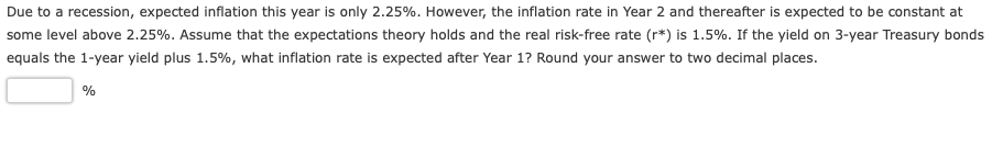 Solved Due to a recession, expected inflation this year is | Chegg.com
