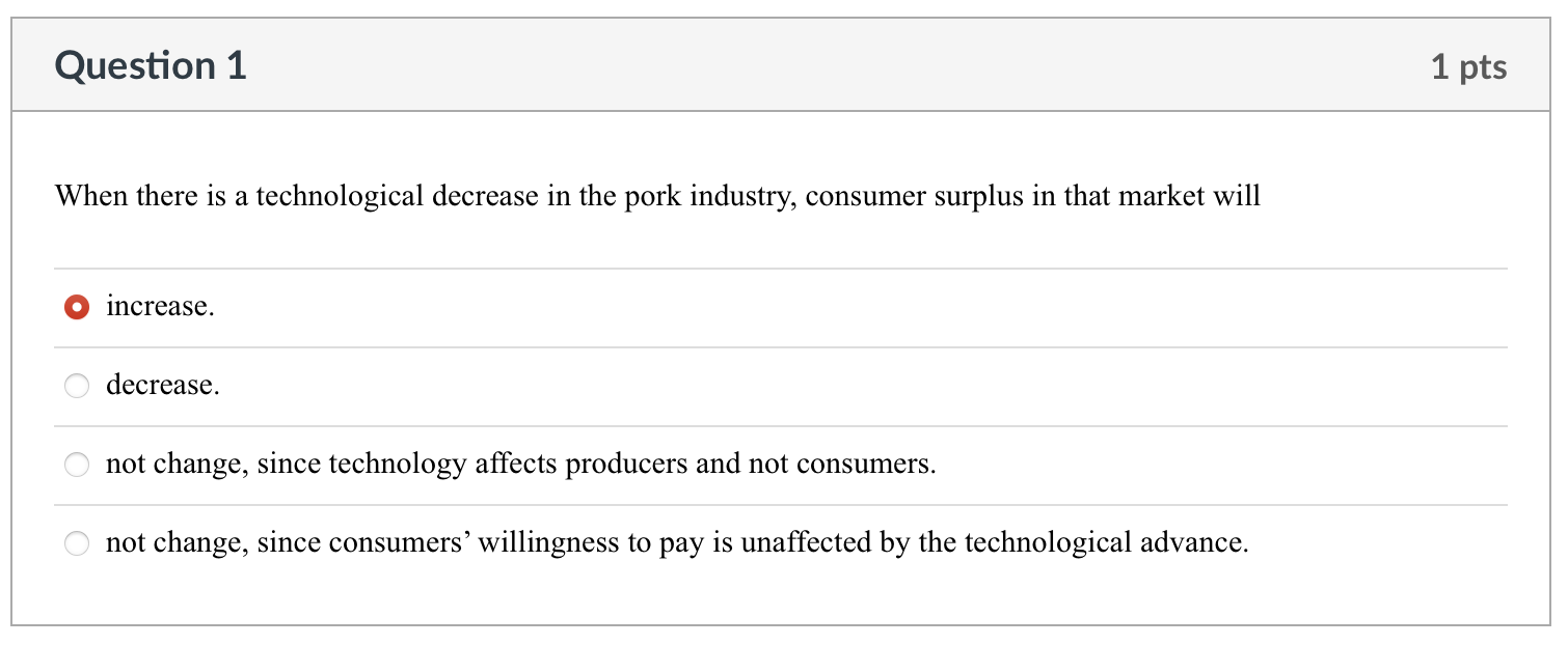 Solved When there is a technological decrease in the pork | Chegg.com