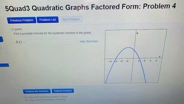 Solved Find a possible formula for the quadratic function in | Chegg.com
