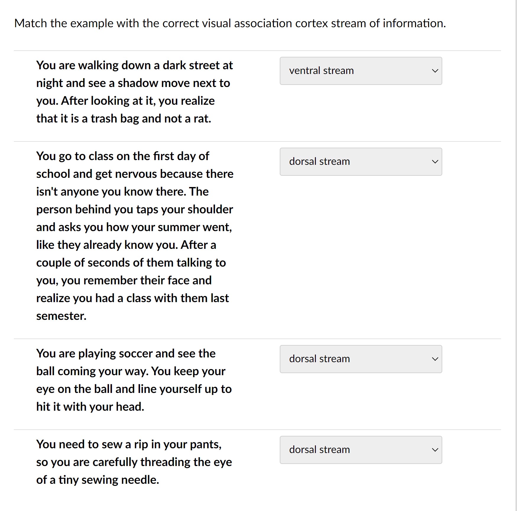 Solved Match the example with the correct visual association | Chegg.com