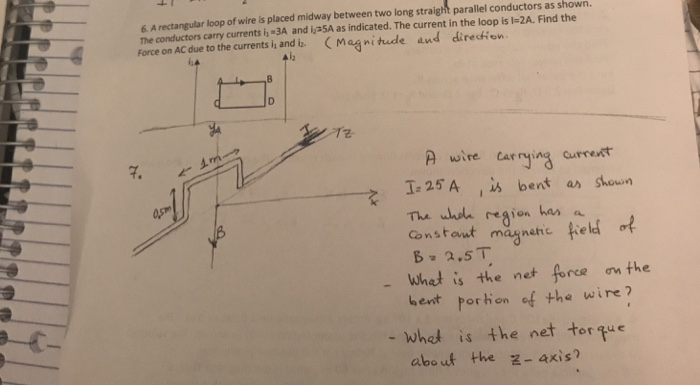 Solved 6. A rectangular loop of wire is placed midway | Chegg.com