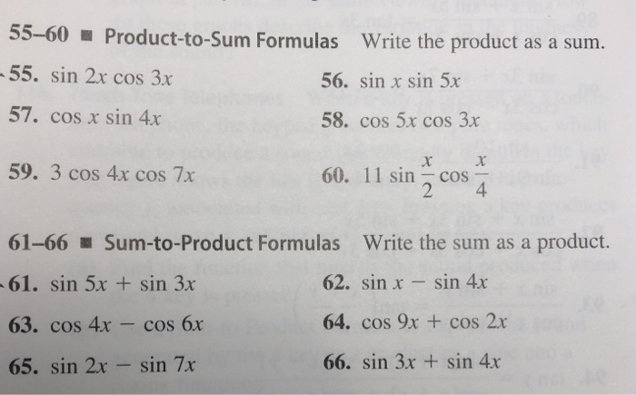Solved 55-60 Product-to-Sum Formulas Write the product as a | Chegg.com