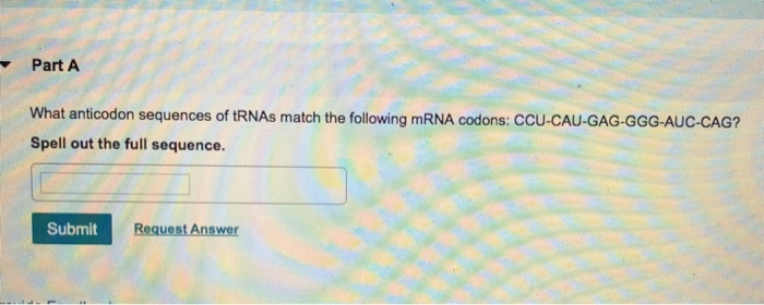 Solved What anticodon sequence of tRNAs match the following | Chegg.com