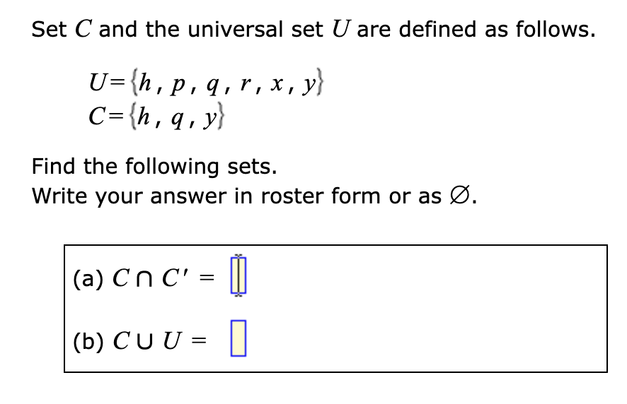Solved Set C and the universal set U are defined as follows. | Chegg.com Solved Set C and the universal set U are defined as follows. | Chegg.com