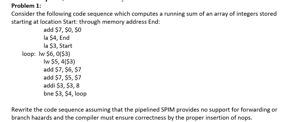 Solved Problem 1: Consider the following code sequence which | Chegg.com