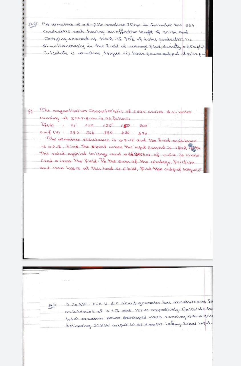 Solved &.22 An armature of a 6-pole machine 75cm in diameter | Chegg.com