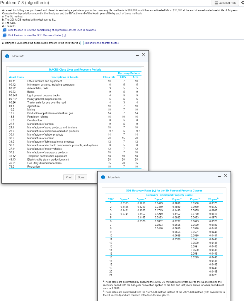 Solved Problem 7-8 (algorithmic) Question Help An asset for | Chegg.com