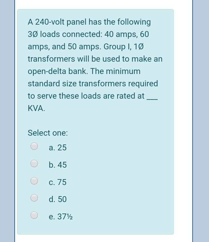 Solved A 240-volt panel has the following 30 loads | Chegg.com