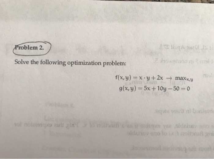 Solved blem 2 Solve the following optimization problem: | Chegg.com