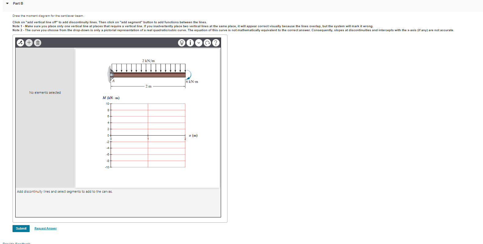 Solved 요@O? v(kN)Add discontinuity lines and select segments | Chegg.com