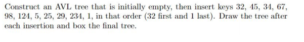 Solved Construct an AVL tree that is initially empty, then | Chegg.com