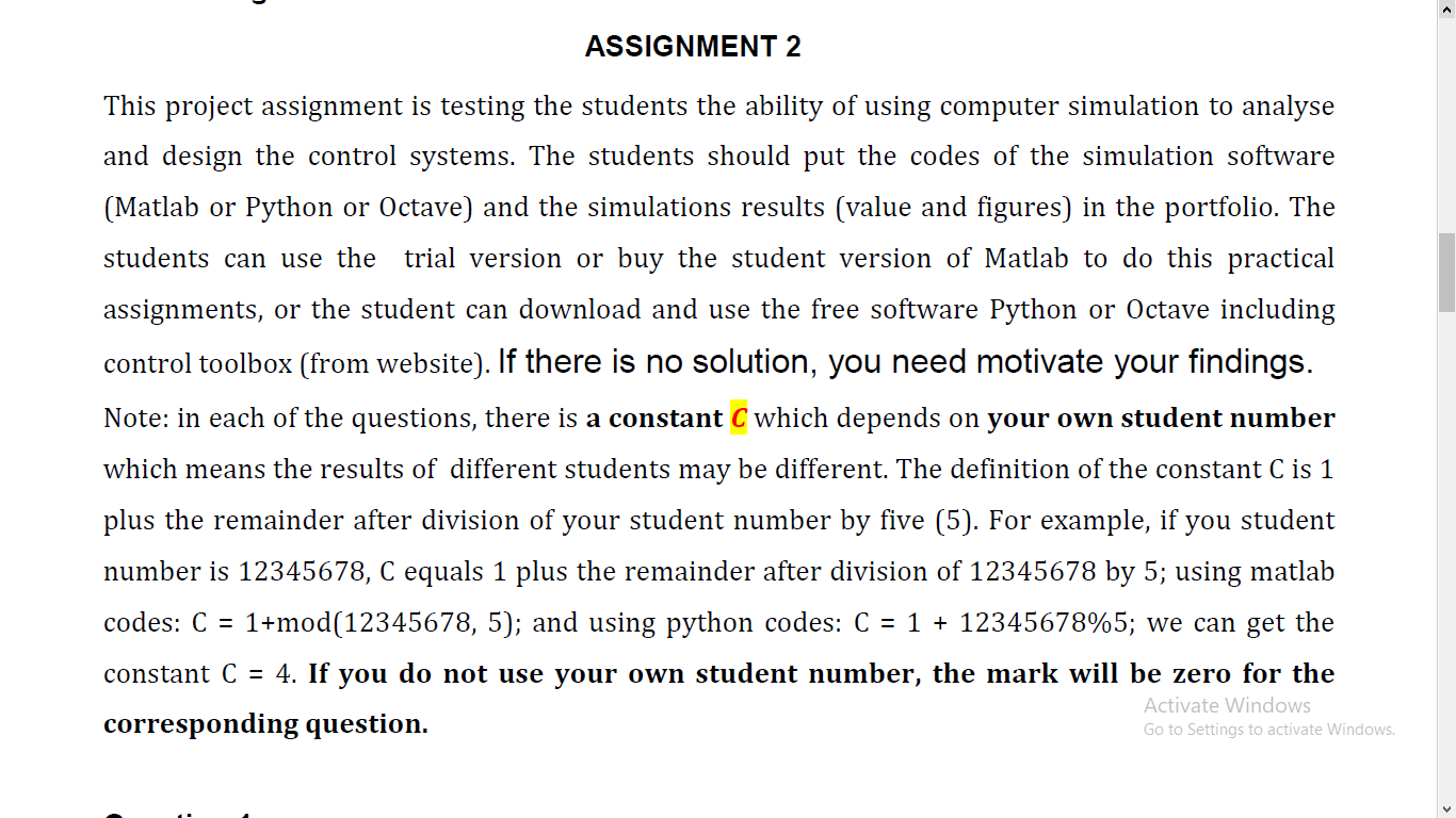 Solved C=2 BUT PLEASE USE STUDENT NUMBER 60877901 TO VERIFY | Chegg.com