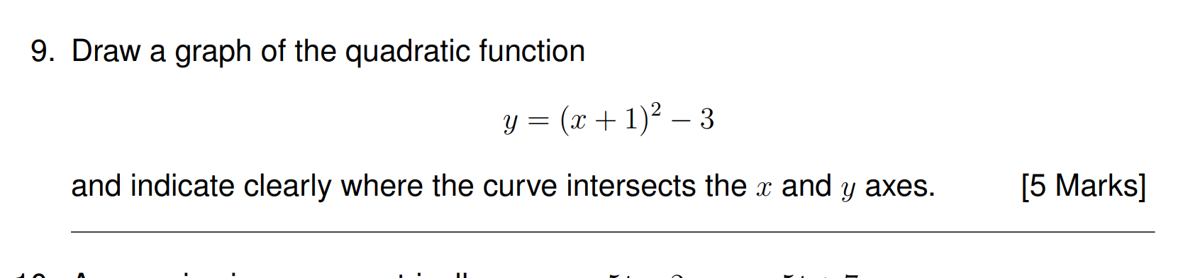 Solved 9. Draw a graph of the quadratic function y=(x+1)2−3 | Chegg.com