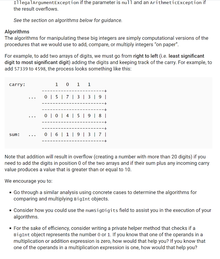 Problem 6: BigInt: a class for large integers 30 | Chegg.com