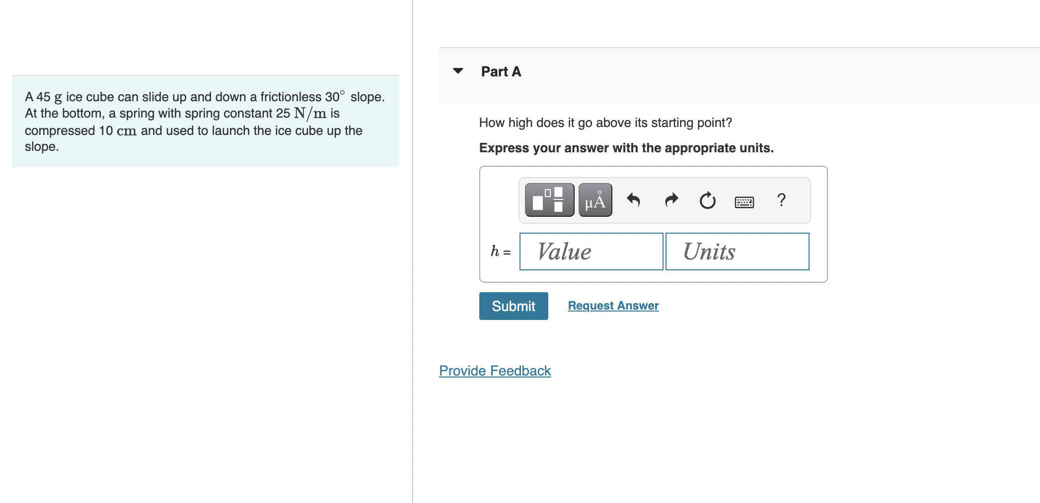 Solved A 45 g ice cube can slide up and down a frictionless | Chegg.com