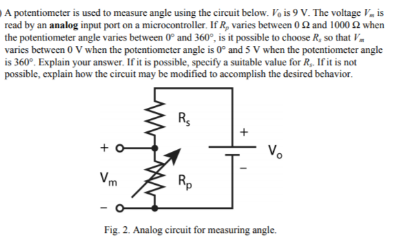 Solved A potentiometer is used to measure angle using the | Chegg.com