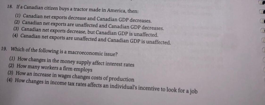 Solved 18. If a Canadian citizen buys a tractor made in | Chegg.com