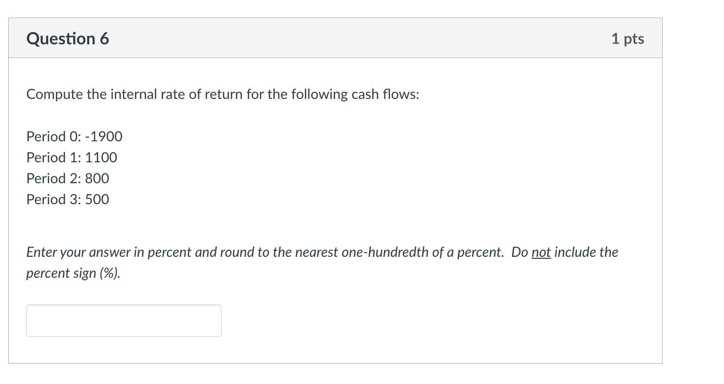 Solved Compute the internal rate of return for the following | Chegg.com
