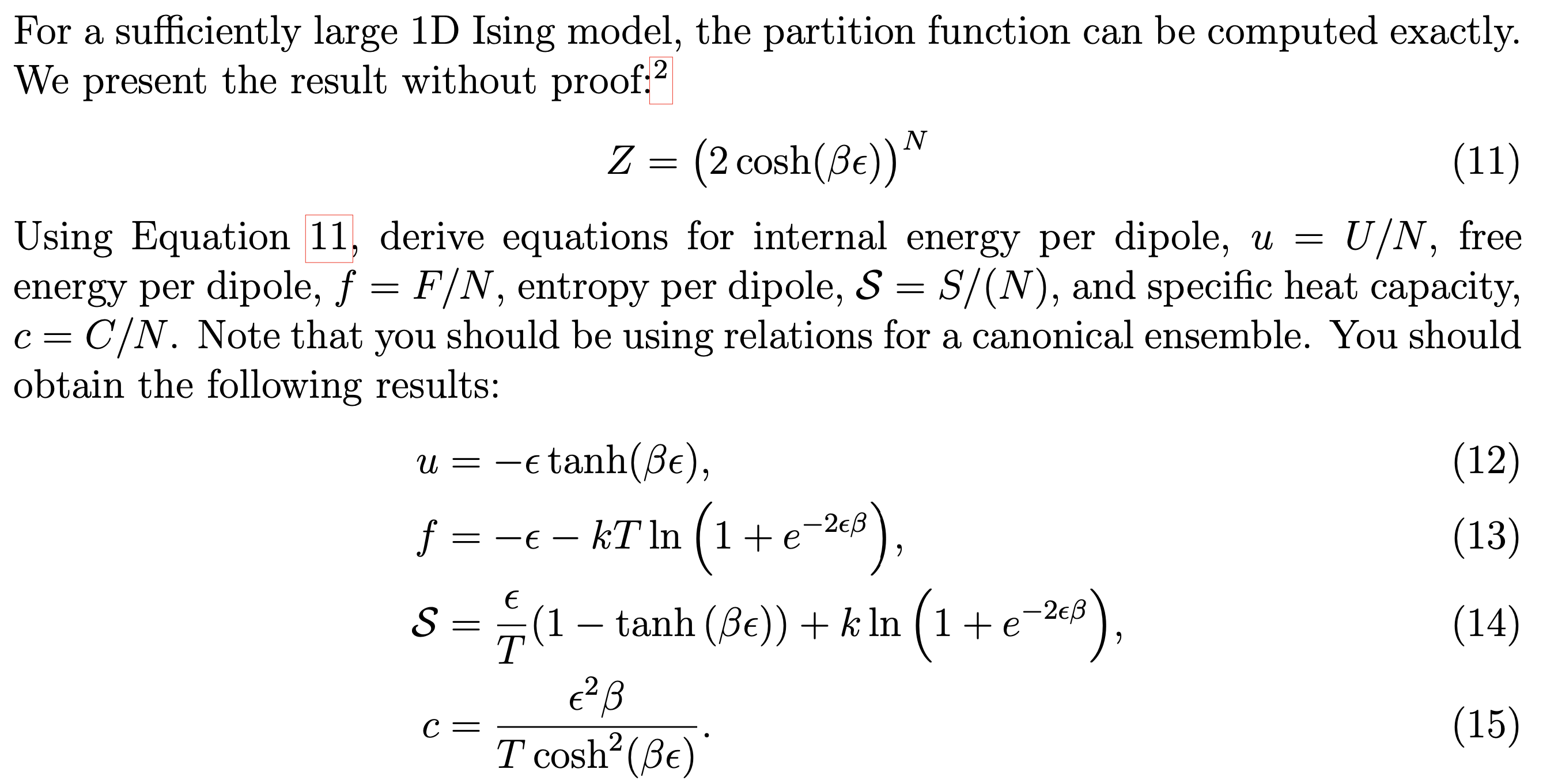 Solved For A Sufficiently Large 1d Ising Model The
