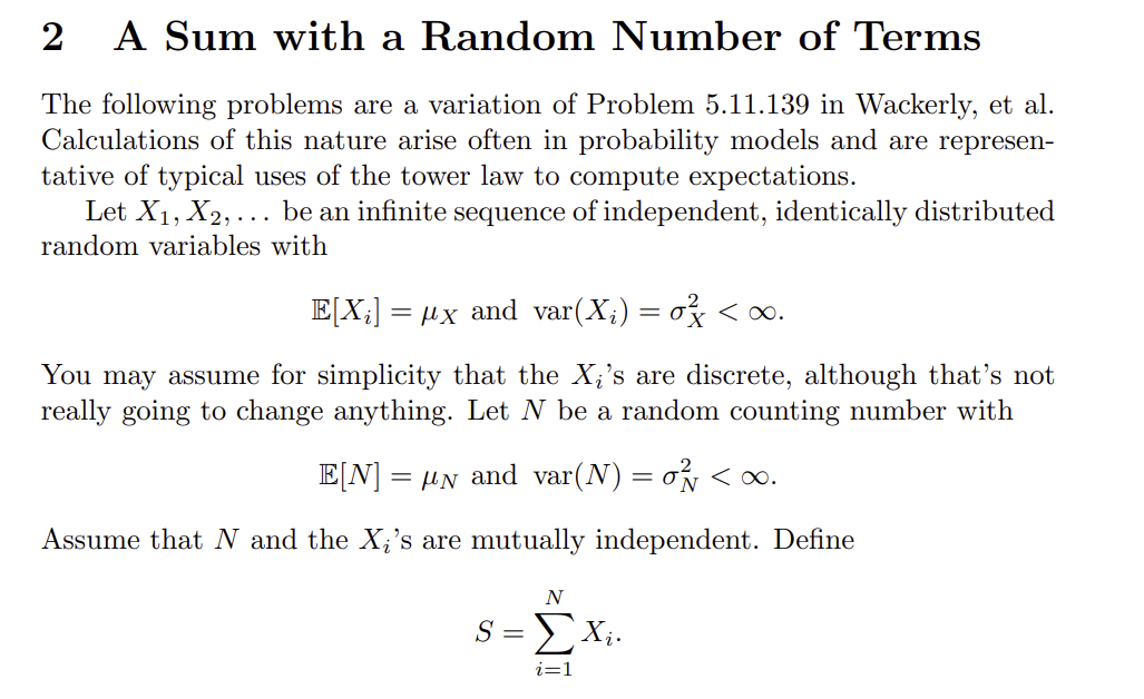 2 A Sum with a Random Number of Terms The following | Chegg.com
