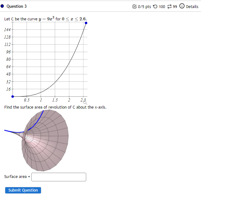 Solved Let C be the curve u=9x3 for 0 | Chegg.com