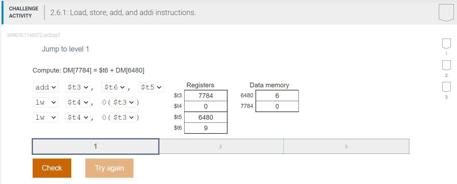 Solved CHALLENGE ACTIVITY 2.6.1: Load, store, add, and addi | Chegg.com