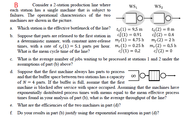 Solved B Consider a 2-station production line where each | Chegg.com