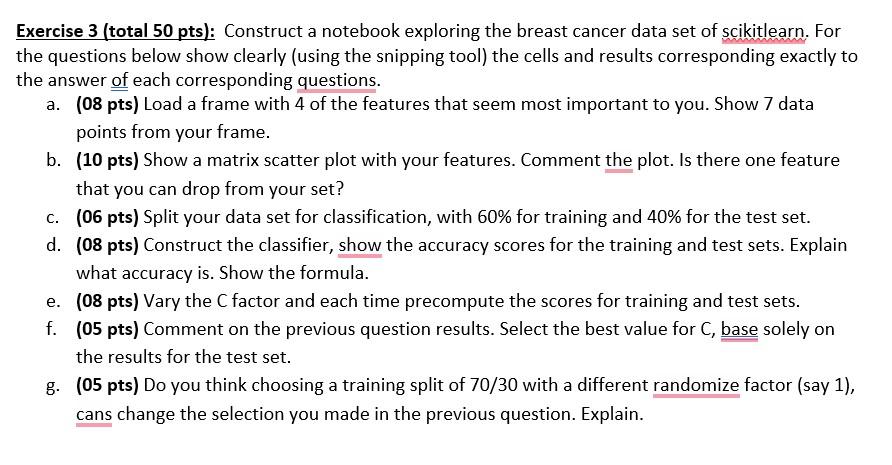 Exercise 3 (total 50 pts): Construct a notebook | Chegg.com Exercise 3 (total 50 pts): Construct a notebook | Chegg.com