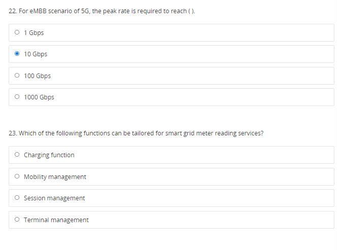 Solved 22. For eMBB scenario of 5G, the peak rate is | Chegg.com