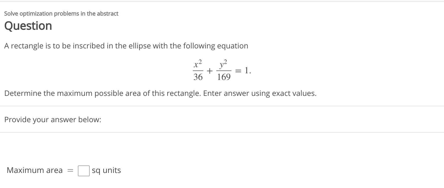 Solved Solve optimization problems in the abstract Question | Chegg.com