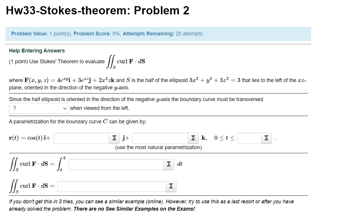 Solved Hw33-Stokes-theorem: Problem 2 Problem Value: 1 | Chegg.com