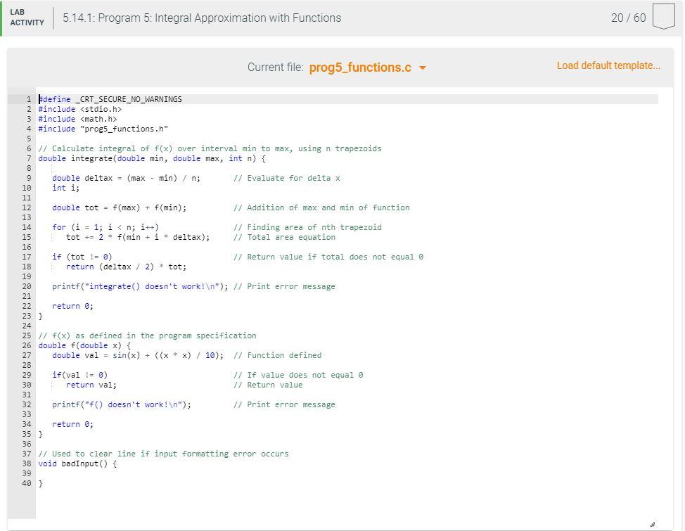 5.14 Program 5: Integral Approximation with Functions | Chegg.com