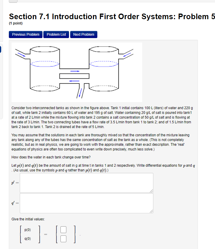Solved Section 7 1 Introduction First Order Systems Problem