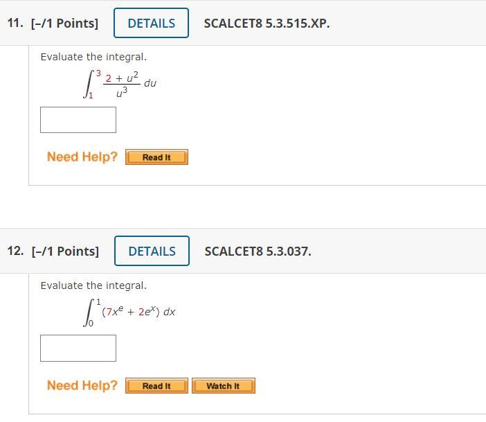 Solved 11. [-/1 Points] DETAILS SCALCET8 5.3.515.XP. | Chegg.com