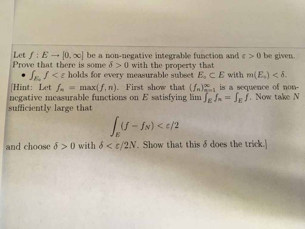 Solved Let f :E[0, oo] be a non-negative integrable function | Chegg.com