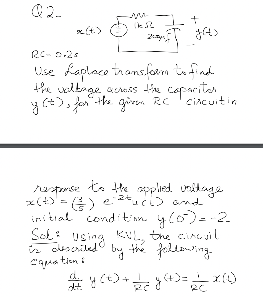 Solved RC=00− Use Laplace transform to find the voltage | Chegg.com
